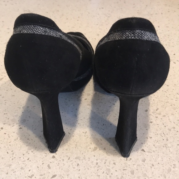 Richard Tyler | Shoes | Richard Tyler Black Suede Tweed Peeptoe Heels ...